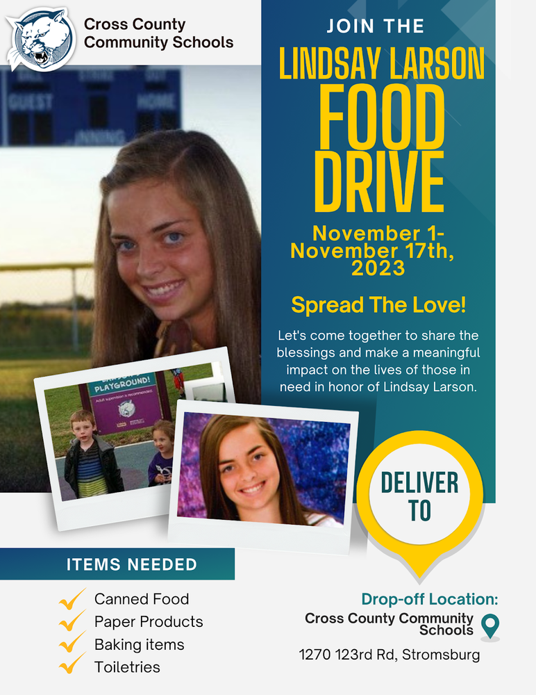 Lindsay Larson Food Drive | Cross County Community School District